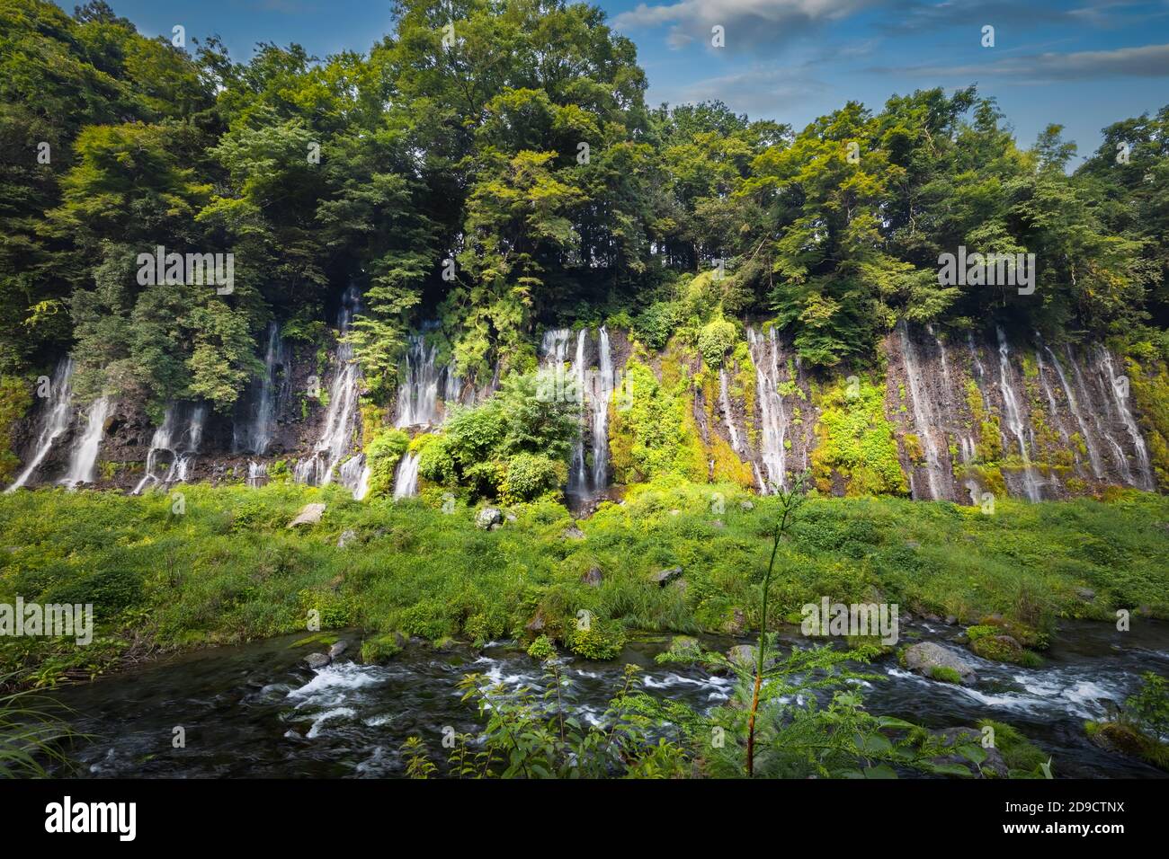 The surrounding falls of the Shiraito Falls near Fujinomiya, Japan, on ...