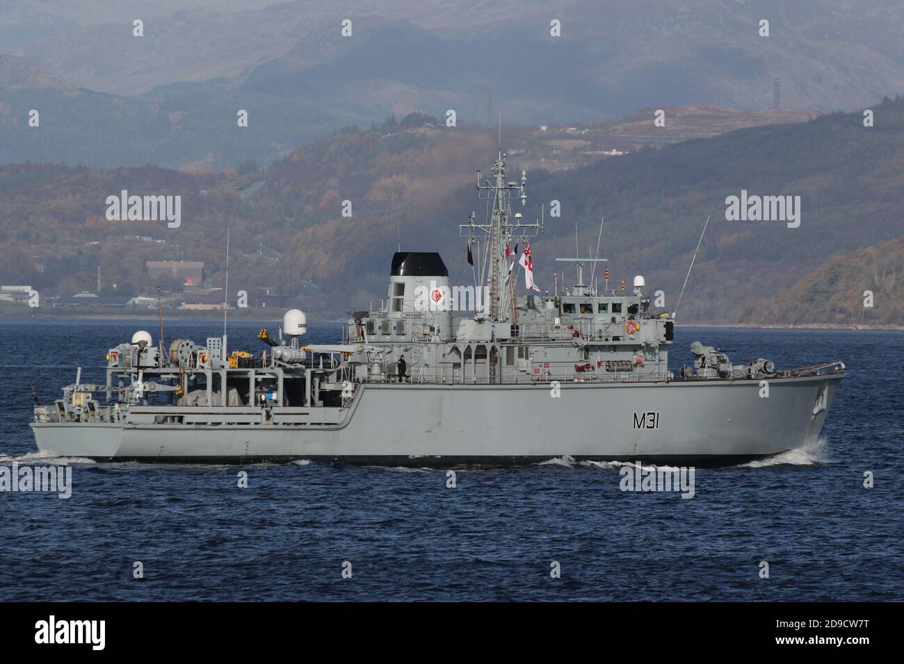 HMS Cattistock (M31), a Hunt-class mine countermeasures vessel operated ...