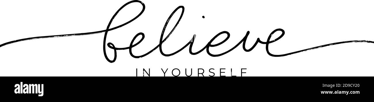 Believe in yourself vector lettering with swooshes Stock Vector Image ...