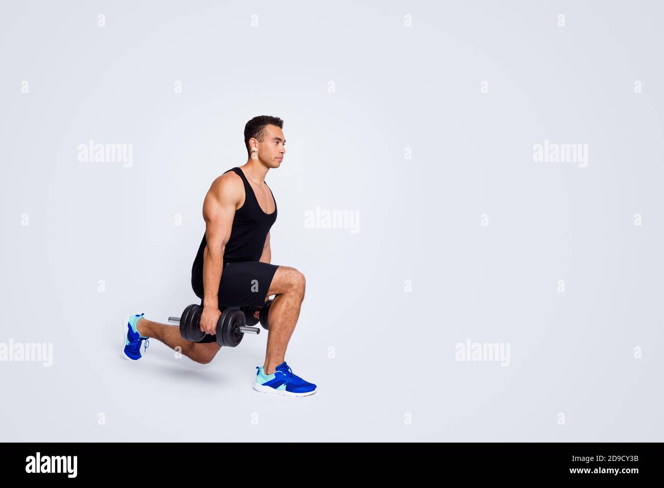 Full length body size view of his he nice attractive muscular sportive ...