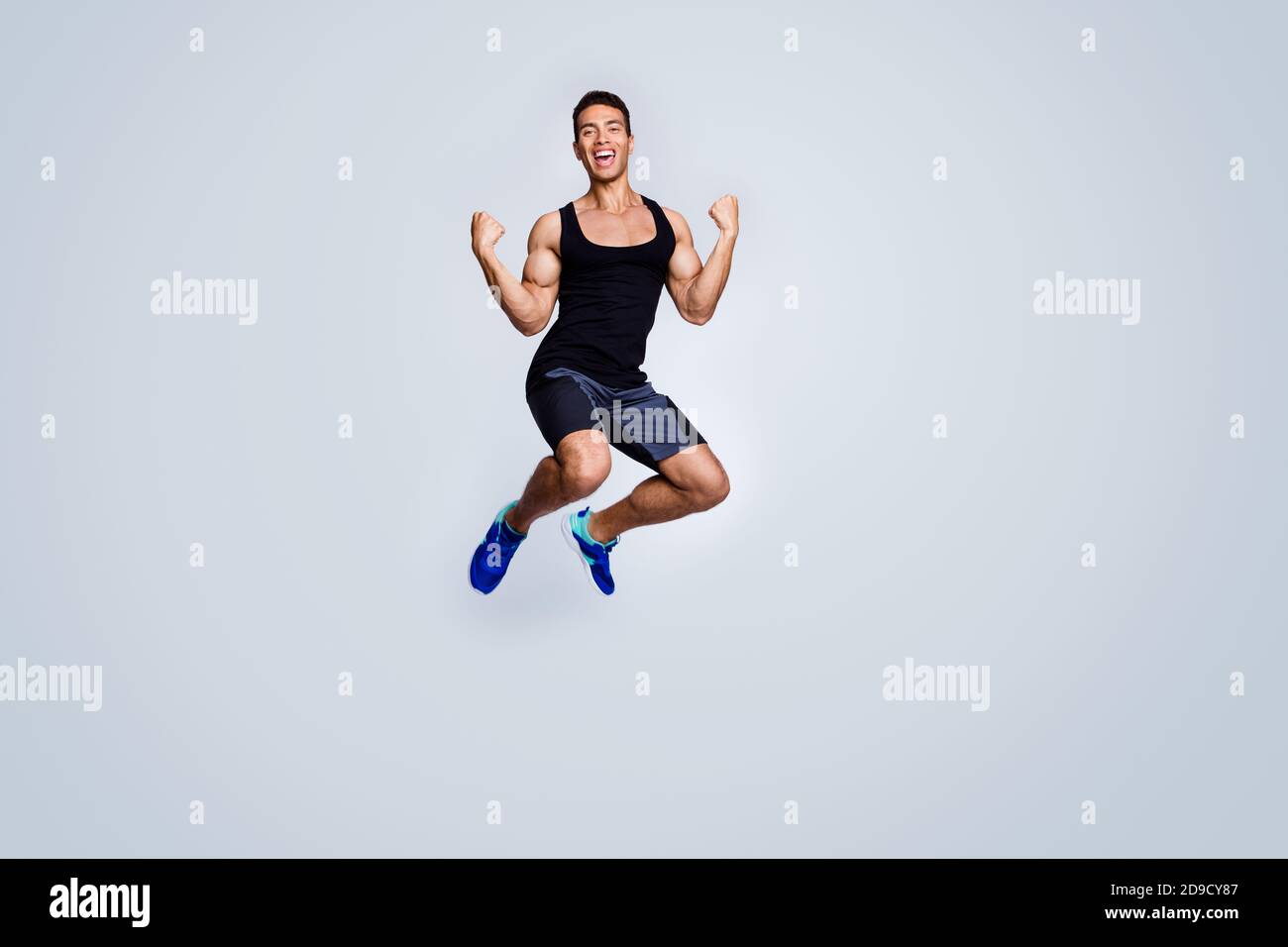 Full length body size view of his he nice attractive sportive muscular ...