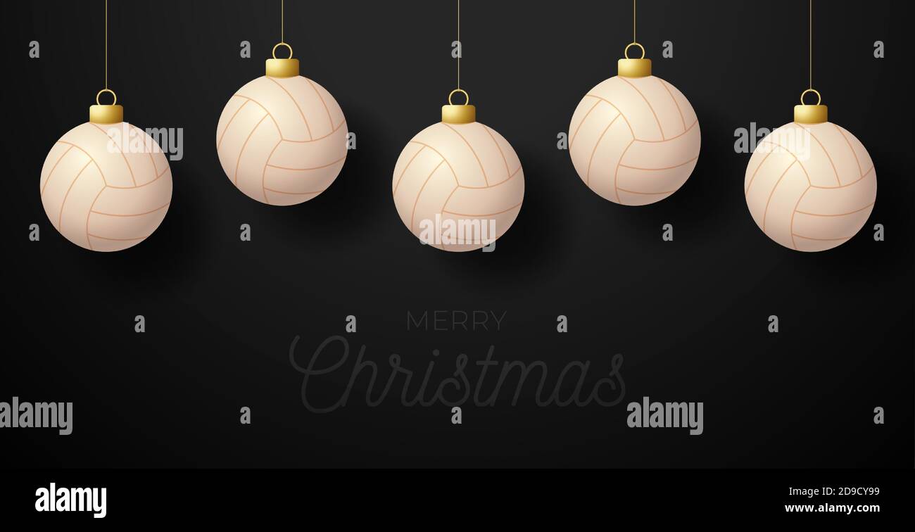 Merry Christmas volleyball greeting card. Hang on a thread volleyball ...