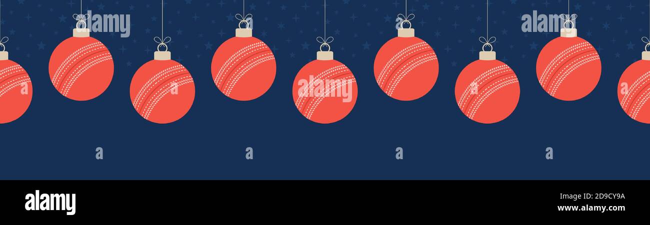 Merry Christmas cricket seamless horizontal pattern. Hang on a thread ...