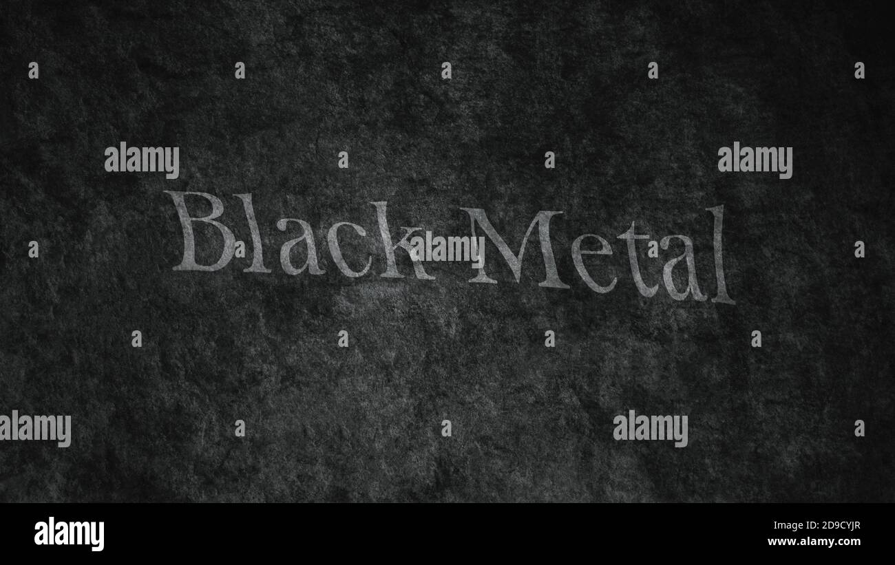 Black Metal text on the wall. Close-up. Black wall texture Stock Photo ...
