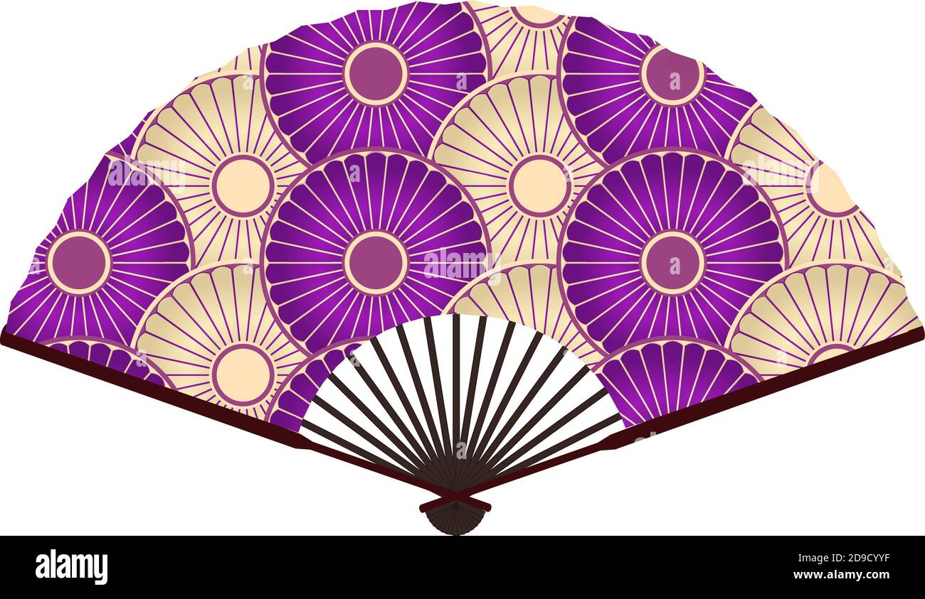 Ancient Traditional Japanese fan with Japanese Flower Pattern, Noble ...