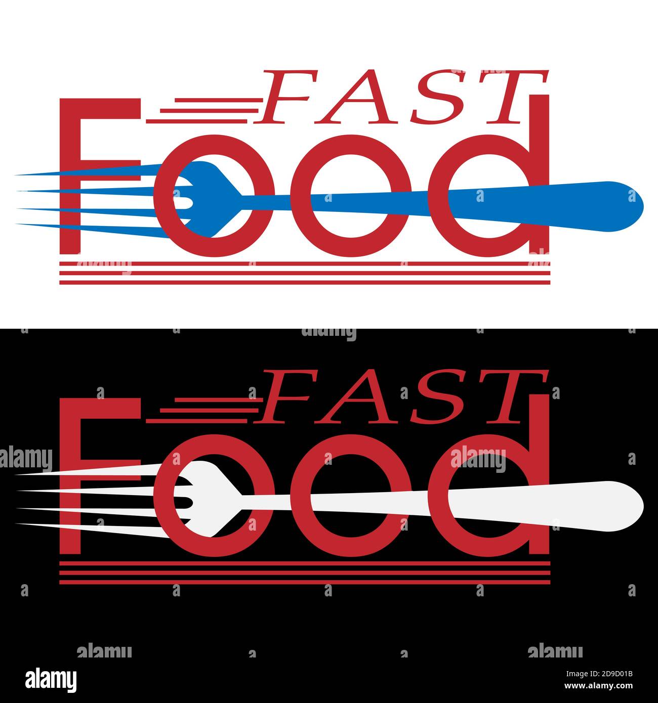 creative fast food logo in the form of an inscription with a pierced ...