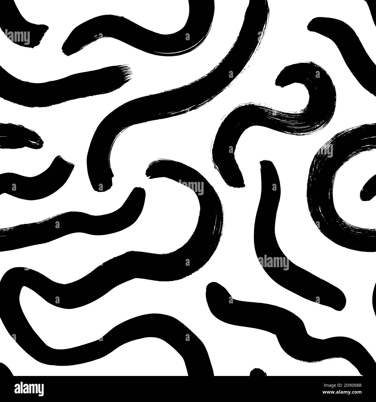 Hand drawn curly lines vector seamless pattern Stock Vector Image & Art ...