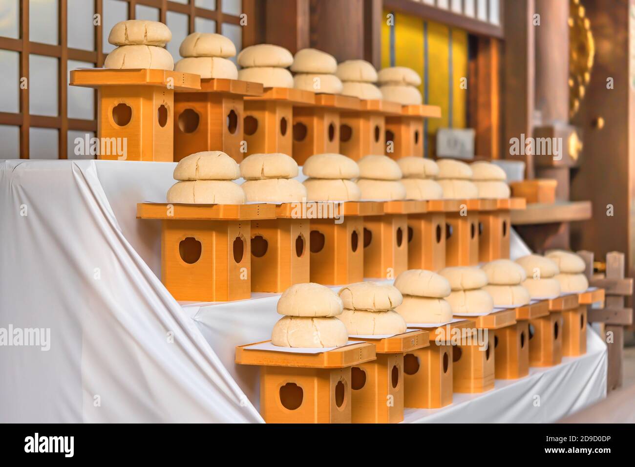 Traditional Japanese New Year decorations named Kagami mochi or mirror ...