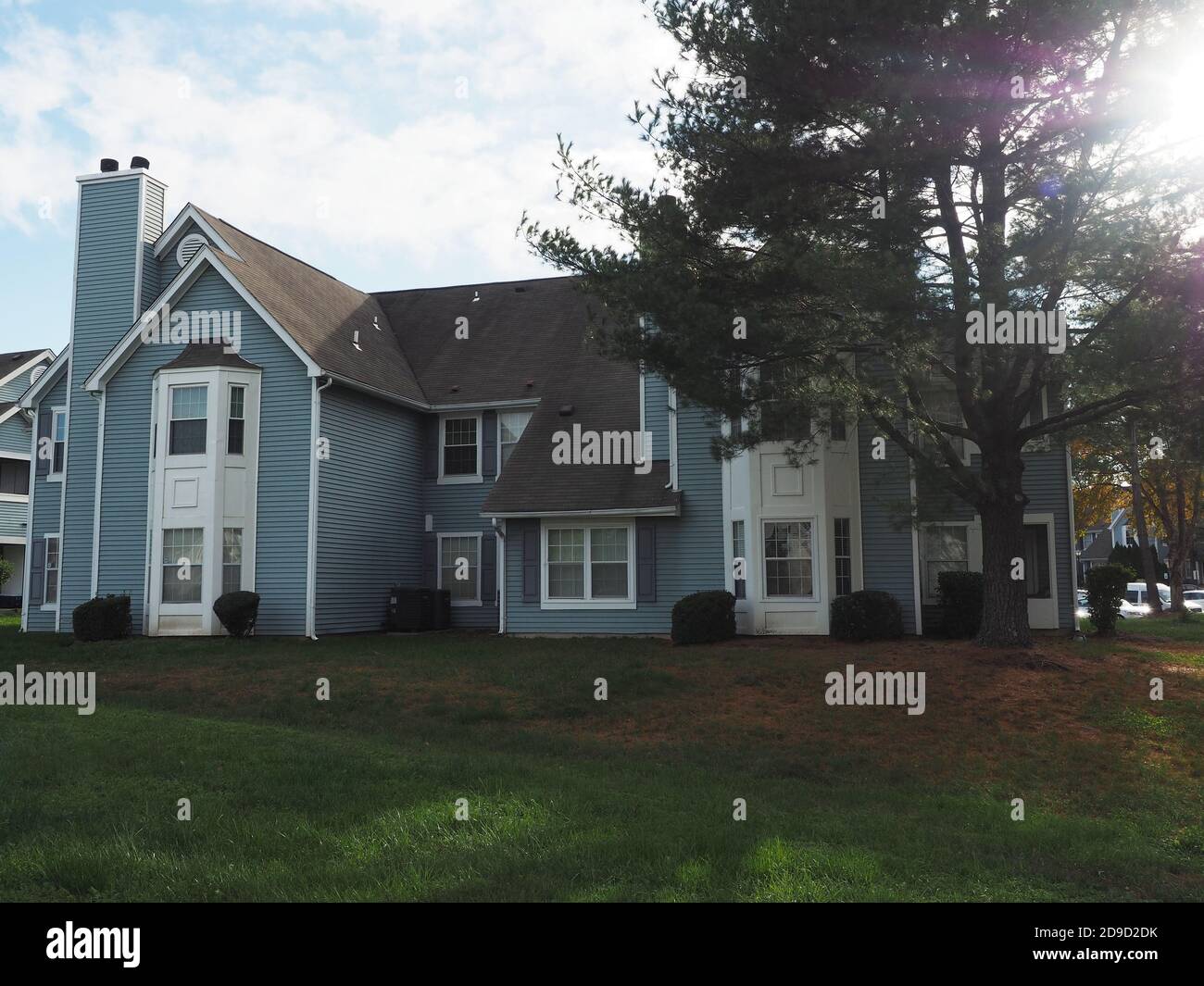 power blue condo building complex Stock Photo - Alamy