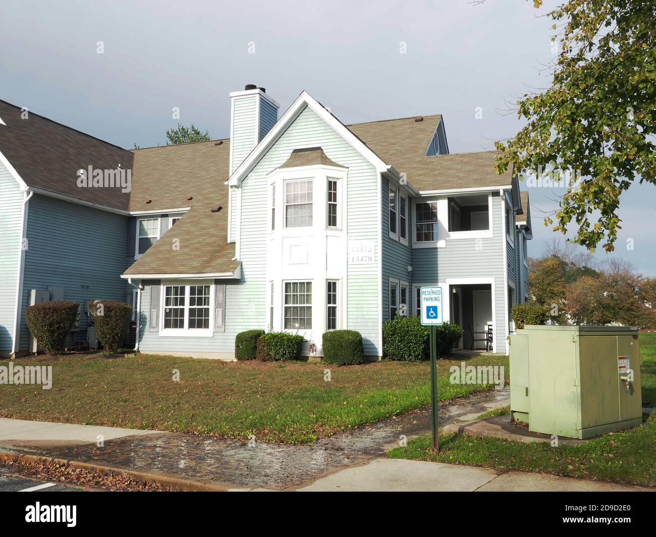 power blue condo building complex Stock Photo - Alamy
