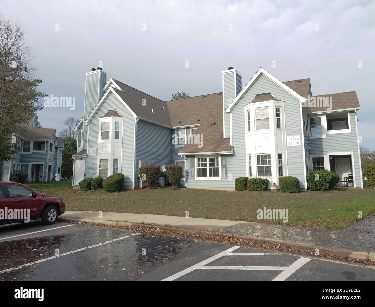 power blue condo building complex Stock Photo - Alamy