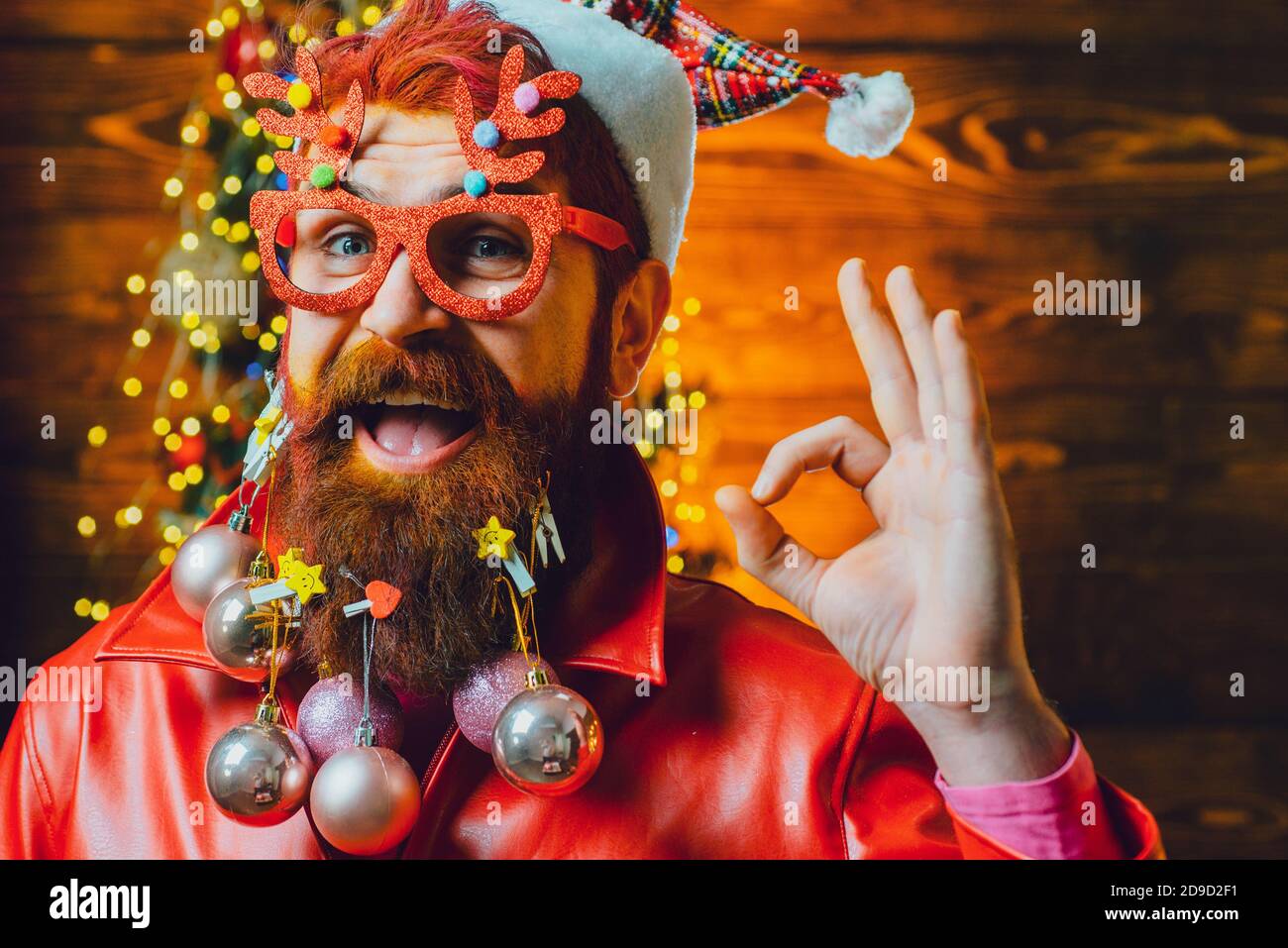 Photos Funny Santa Merry Christmas Funny Santa Claus Set Royalty Free