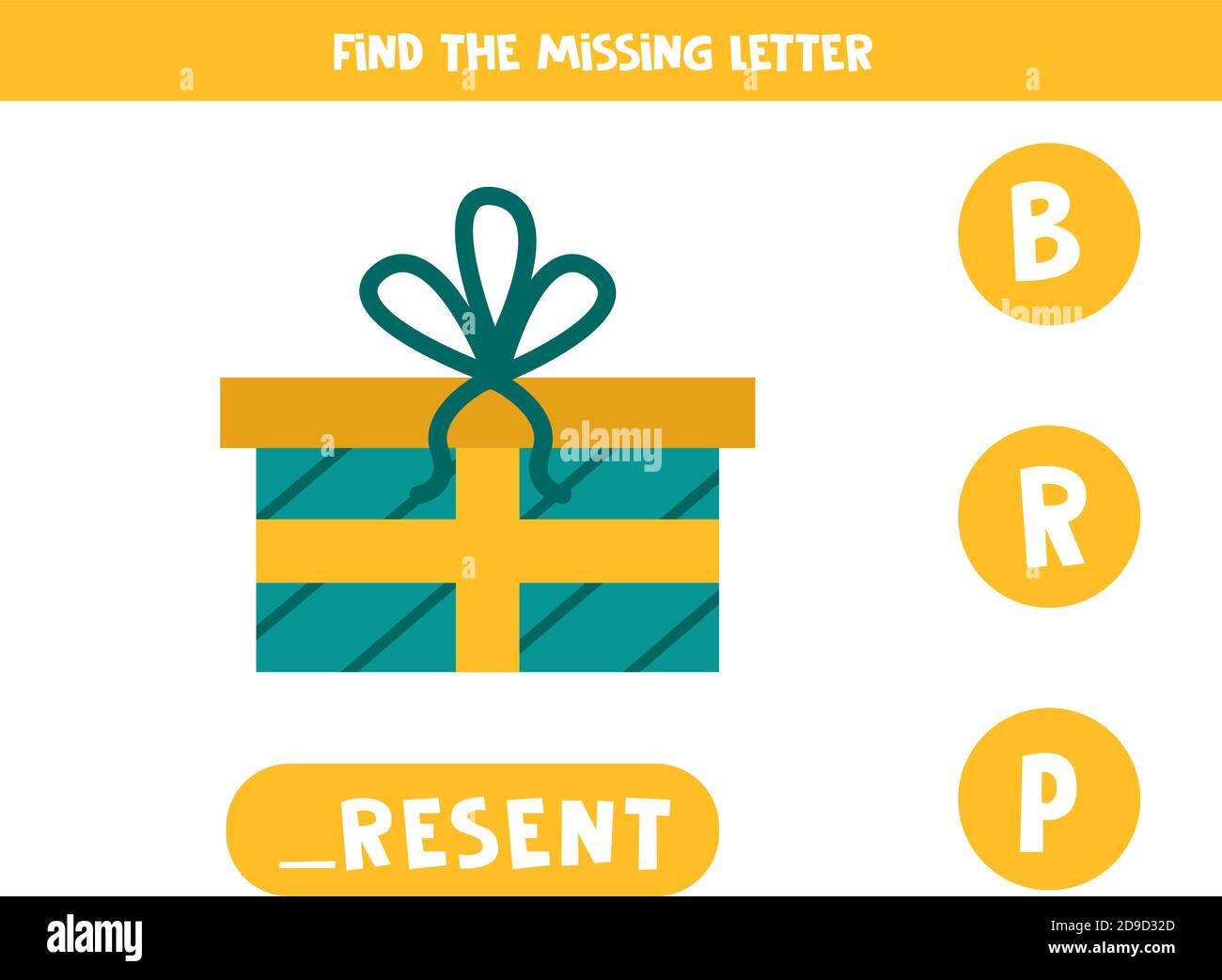 Find missing letter. Cute cartoon present box Stock Vector Image & Art ...