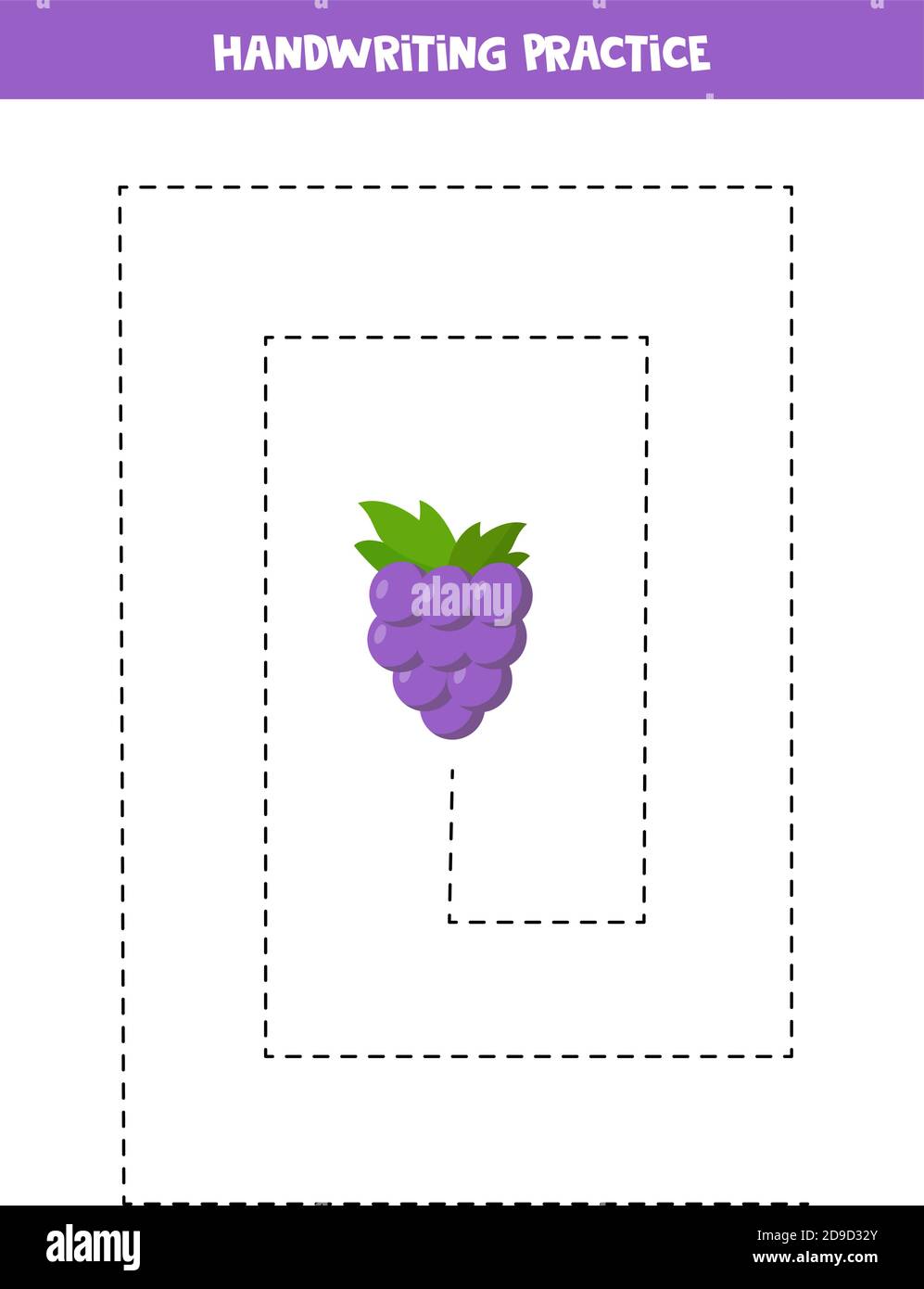 Tracing lines with grape. Writing skills practice for kids Stock Vector ...
