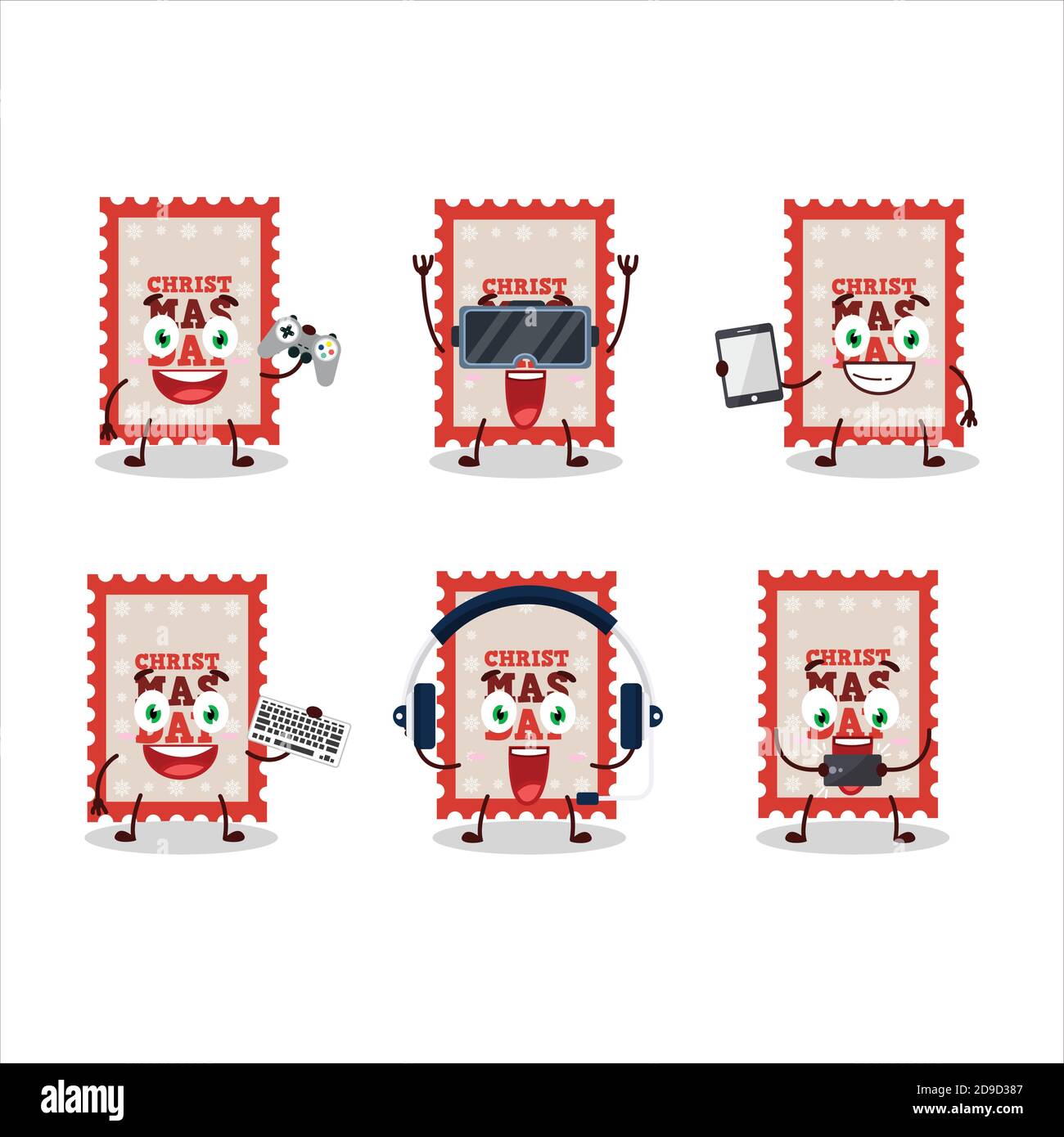 Christmas ticket cartoon character are playing games with various cute ...