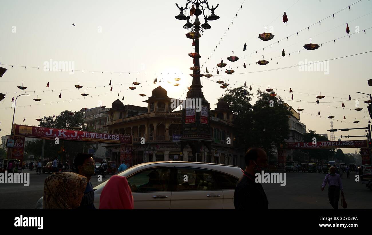 Jaipur, Rajasthan, India -Nov 2020: Panch Batti Circle in Jaipur ...