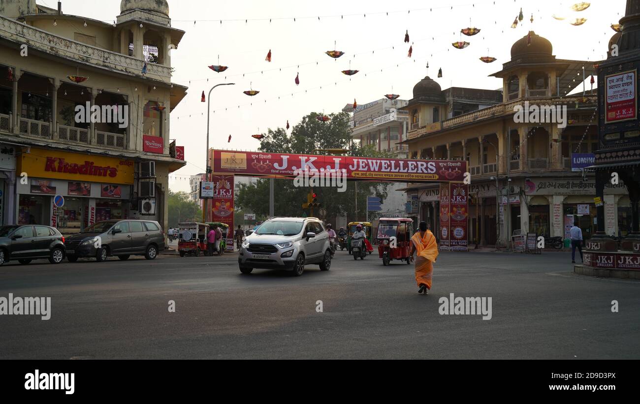 Jaipur, Rajasthan, India -Nov 2020: Panch Batti Circle in Jaipur ...