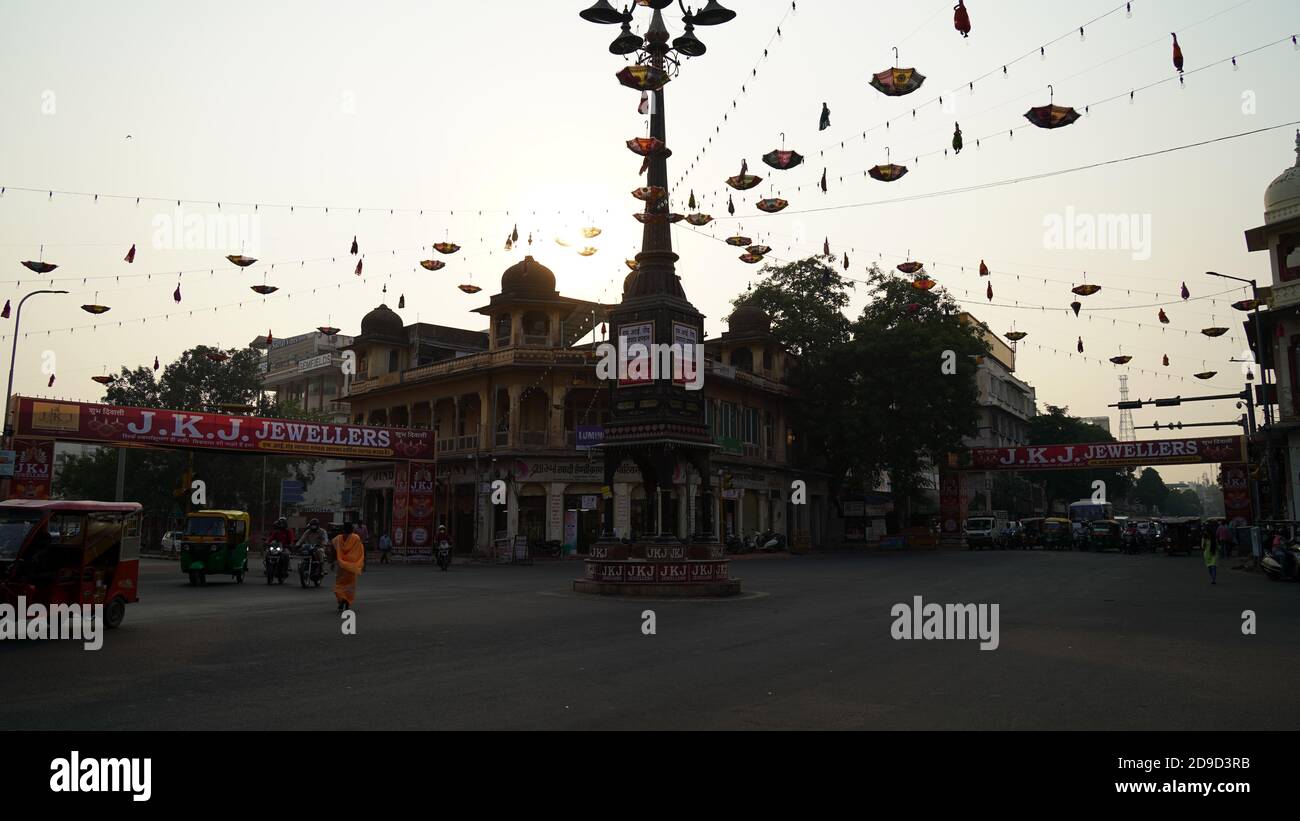 Jaipur, Rajasthan, India -Nov 2020: Panch Batti Circle in Jaipur ...