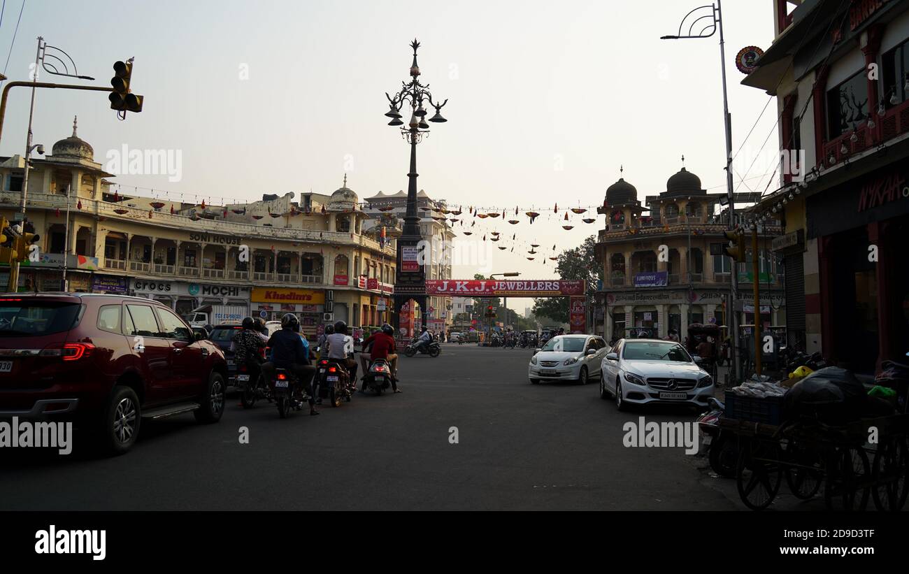 Jaipur, Rajasthan, India -Nov 2020: Panch Batti Circle in Jaipur ...