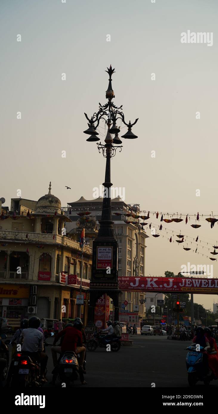 Jaipur, Rajasthan, India -Nov 2020: Panch Batti Circle in Jaipur ...