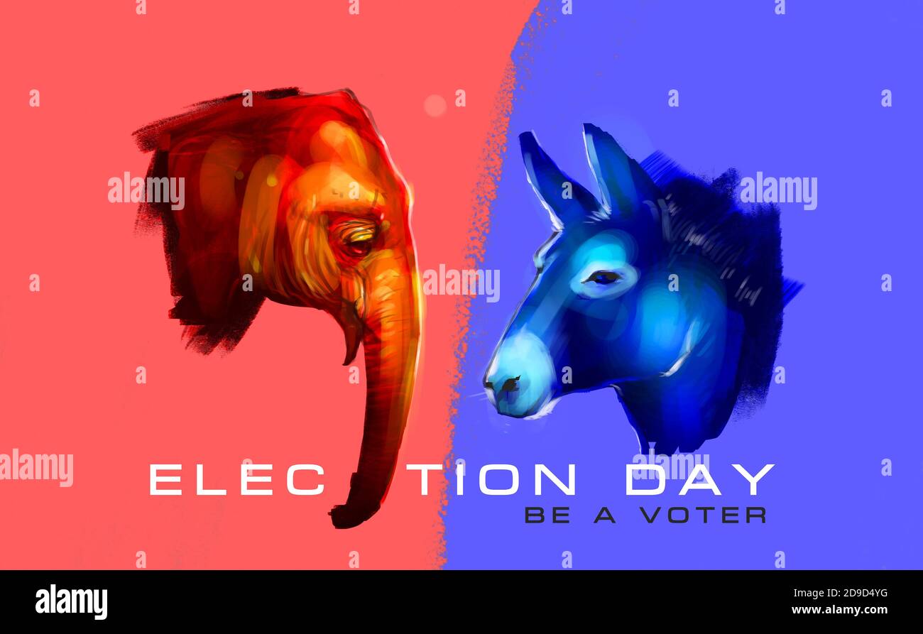 Digital illustration painting design style USA political parties ...