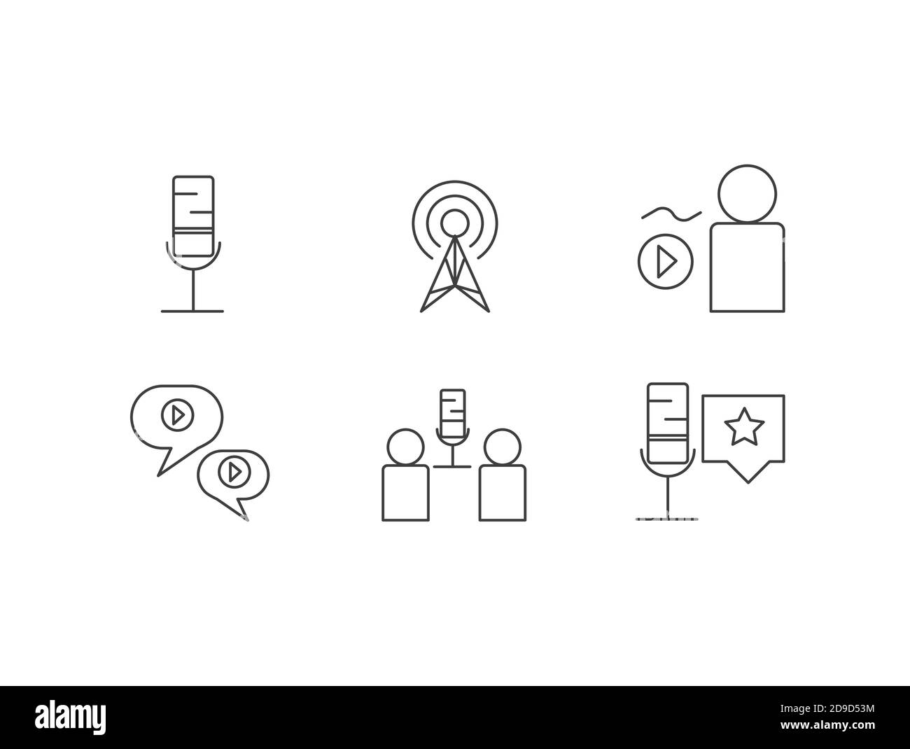 Podcast Icon Set with linear style. Vector Template, Radio Show and ...