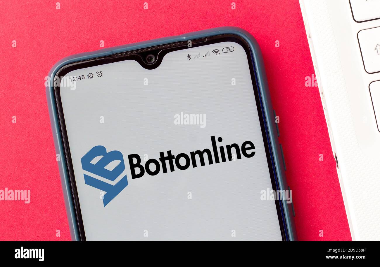 In this photo illustration the Bottomline Technologies logo seen ...