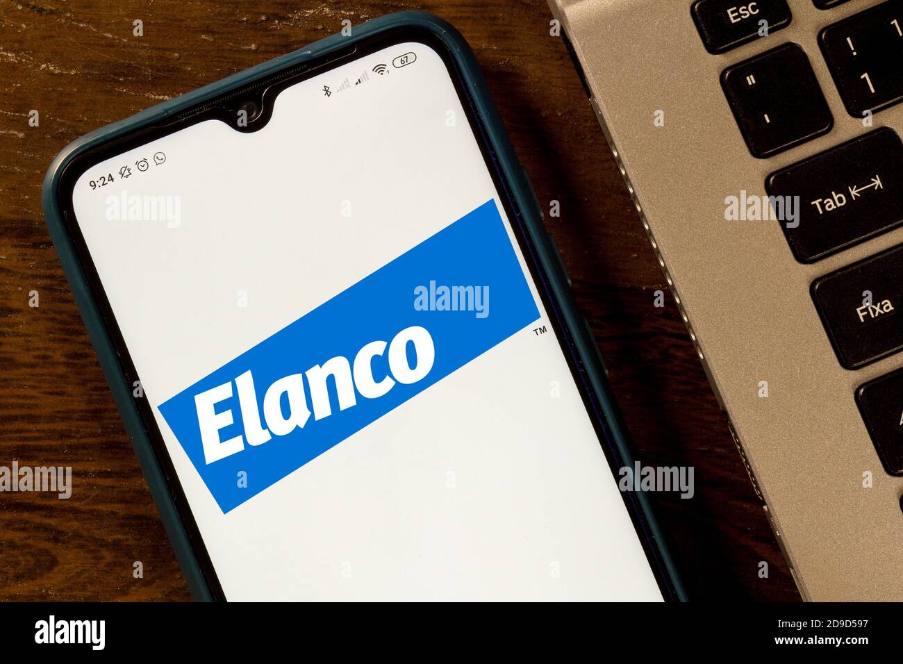 In this photo illustration the Elanco Animal Health Incorporated logo ...