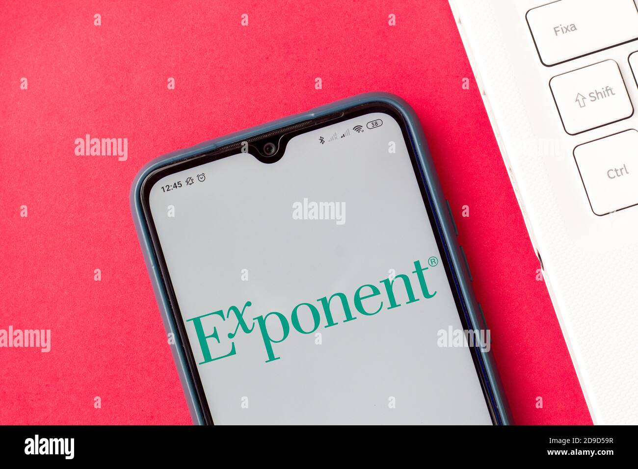In this photo illustration the Exponent logo seen displayed on a ...