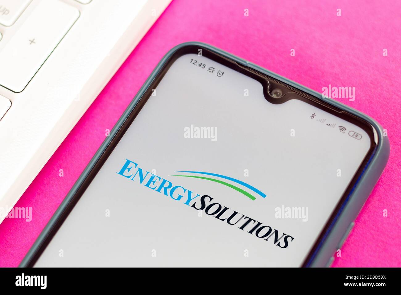 In this photo illustration the EnergySolutions logo seen displayed on a ...