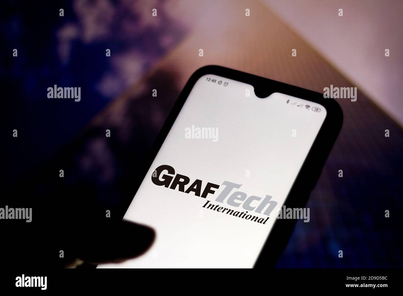 In this photo illustration the GrafTech International logo seen ...