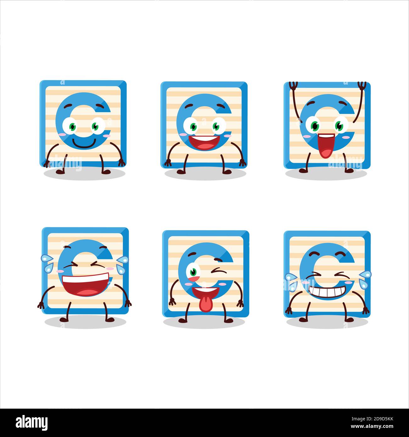 Cartoon character of toy block C with smile expression Stock Vector ...