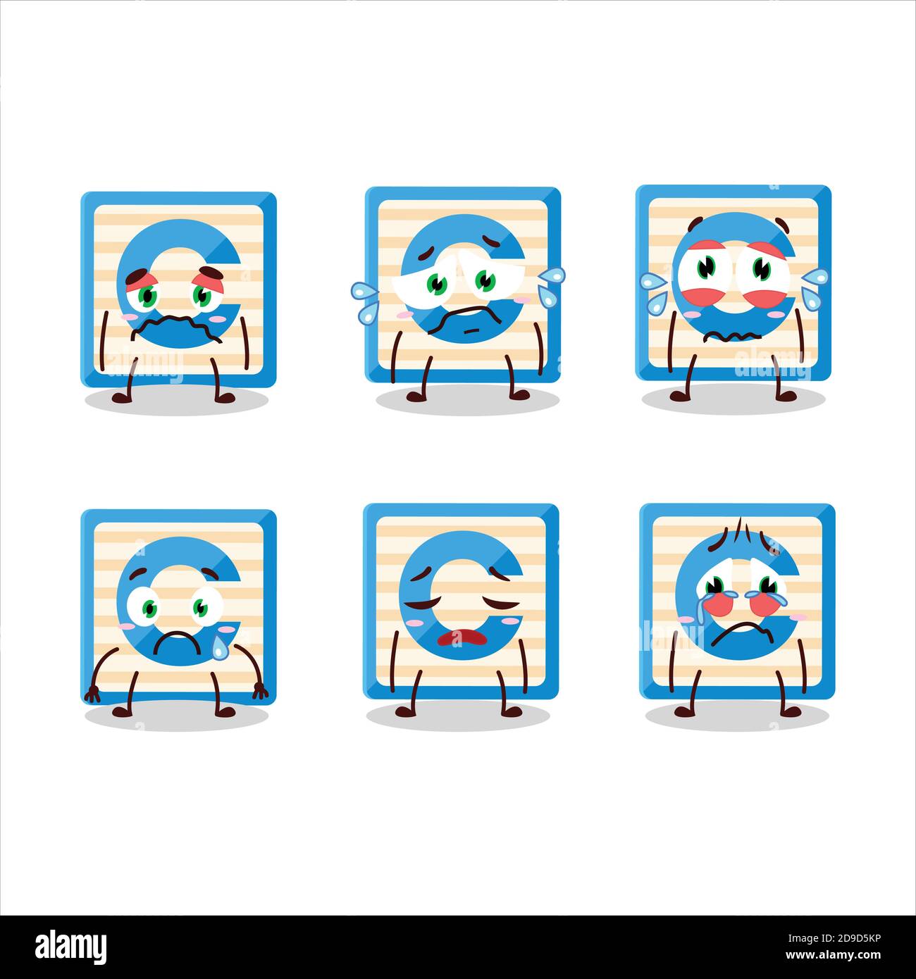 Toy block C cartoon character with sad expression Stock Vector Image ...