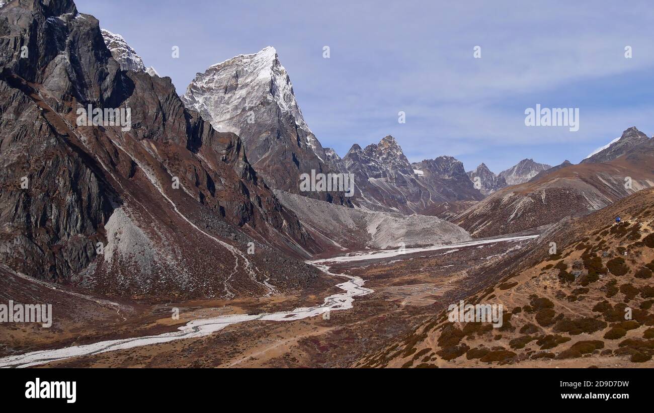 Beautiful panorama view of a sparse valley at high altitude between ...