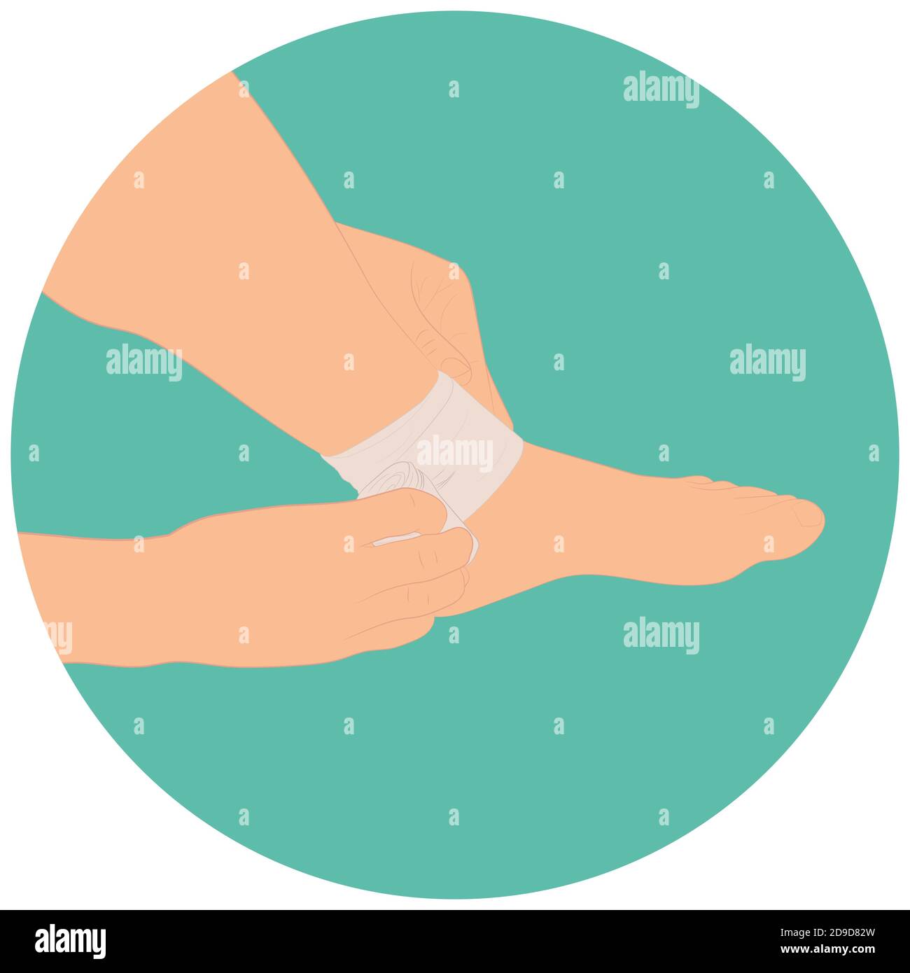 graphics image man applying compression bandage on ankle injury vector ...