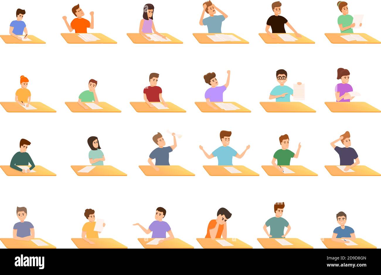 School test icons set. Cartoon set of school test vector icons for web ...