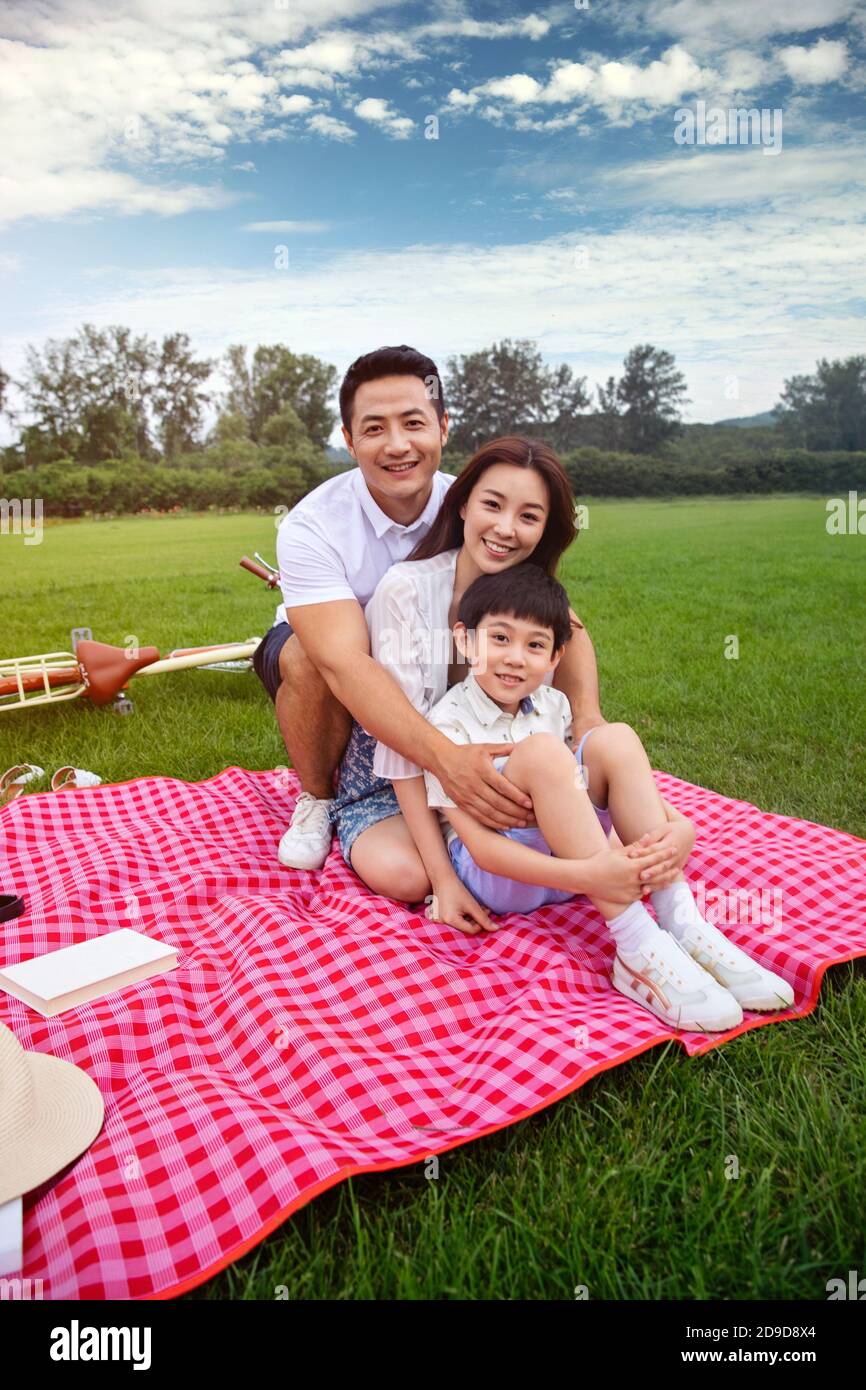 The happiness of a family outing Stock Photo - Alamy