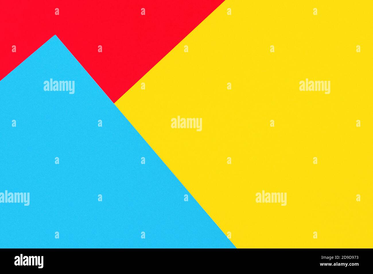 Abstract yellow, red and light blue color paper geometry composition ...