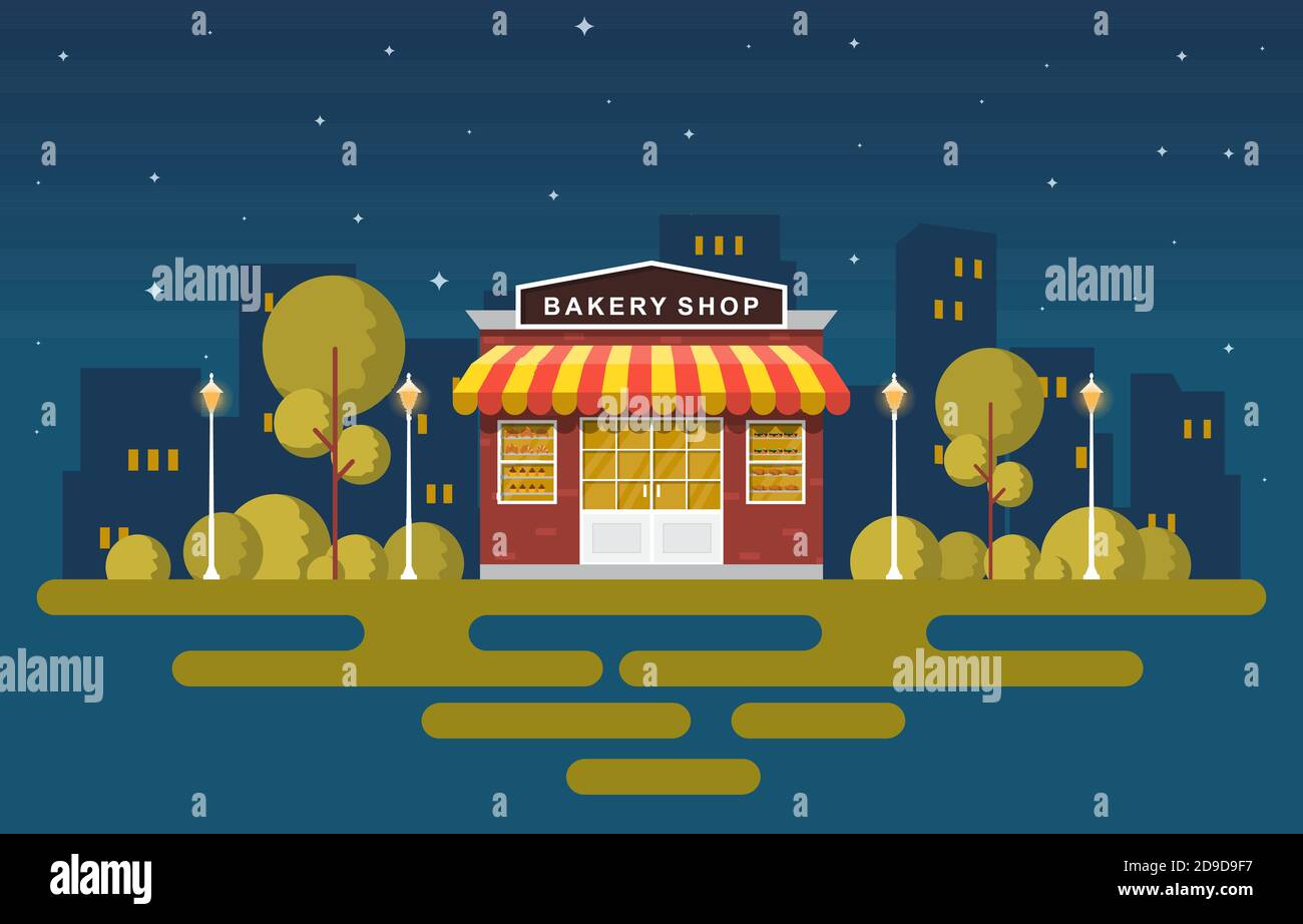 Storefront night Stock Vector Images - Alamy