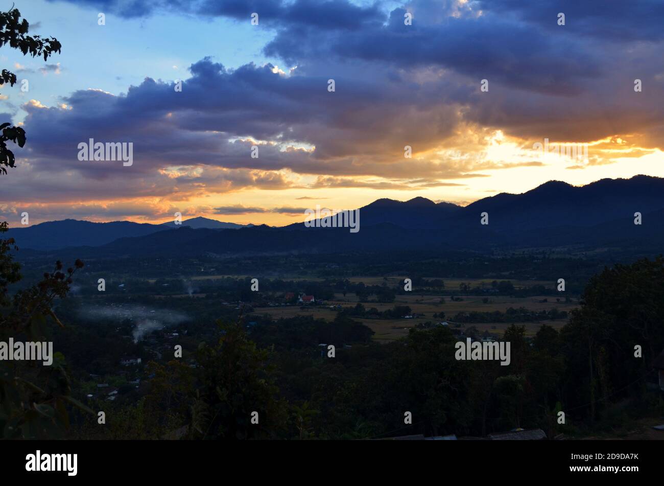 Pai, Thailand - Sunset View from Wat Phra That Mae Yen Stock Photo - Alamy