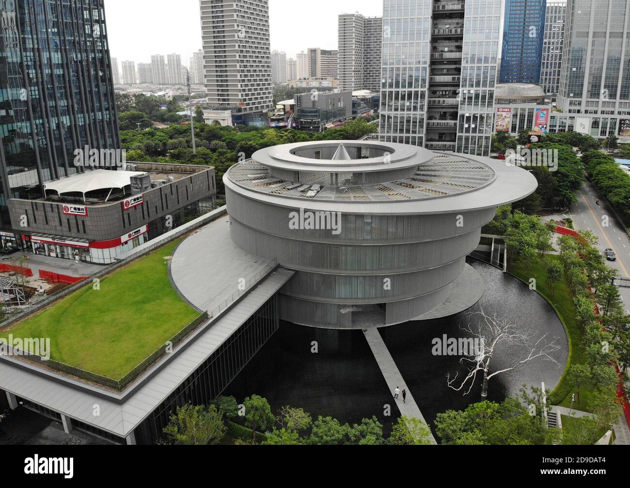 Aerial view of He Art Museum or HEM, a family established, non-profit private art museum ...