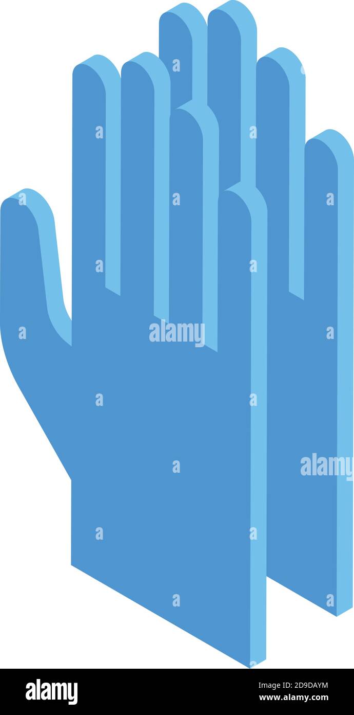 Blue medical gloves icon. Isometric of blue medical gloves vector icon ...