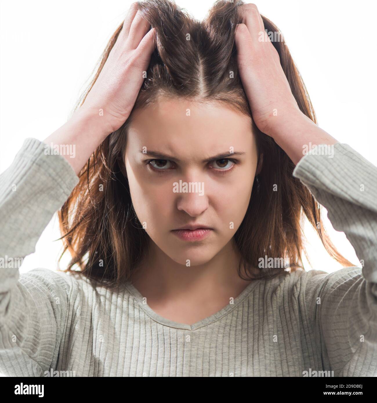 Isolated closeup angry woman hi-res stock photography and images - Alamy