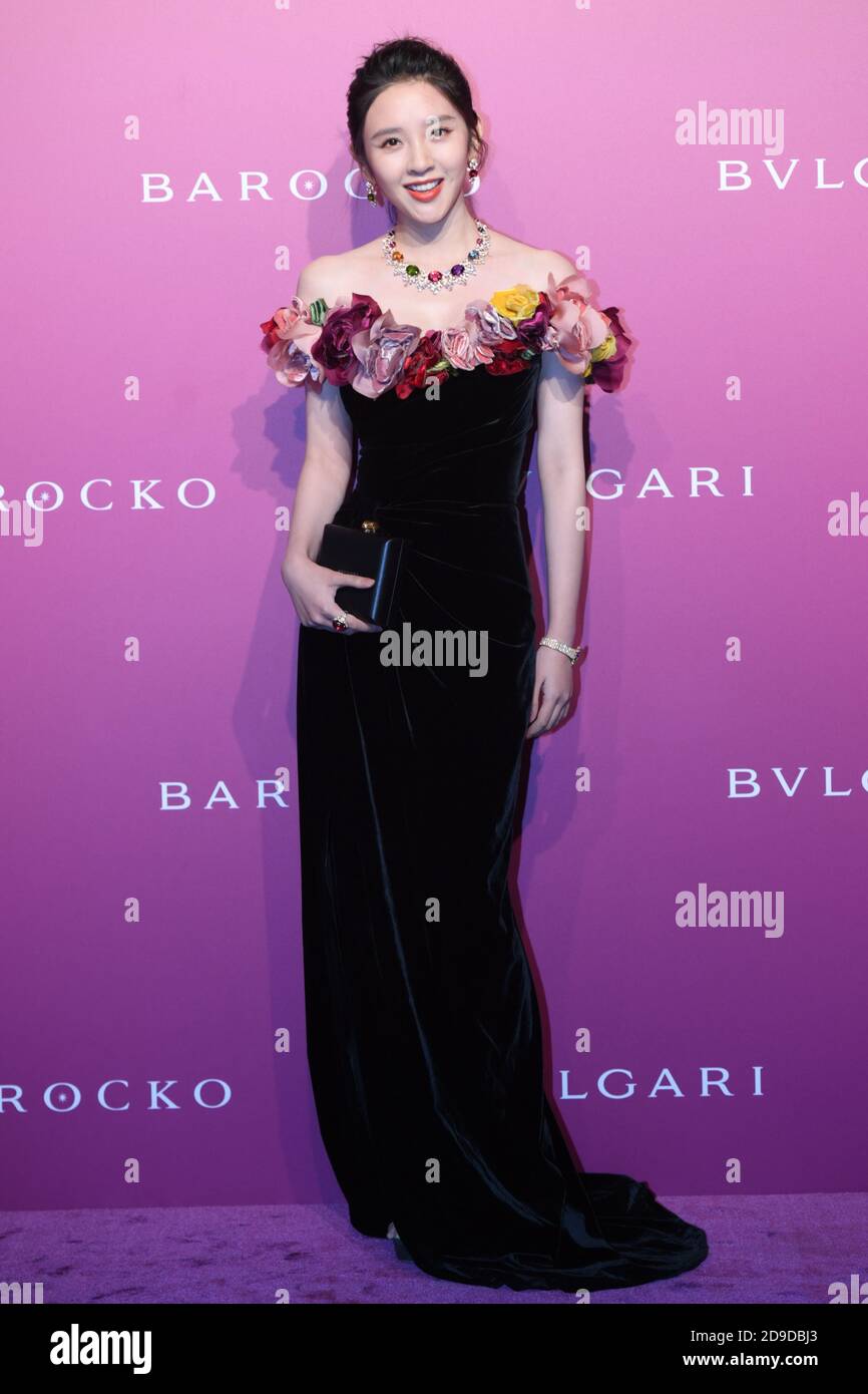 Chinese actress Tang Yixin attends an activity of luxry brand BVLGARI ...