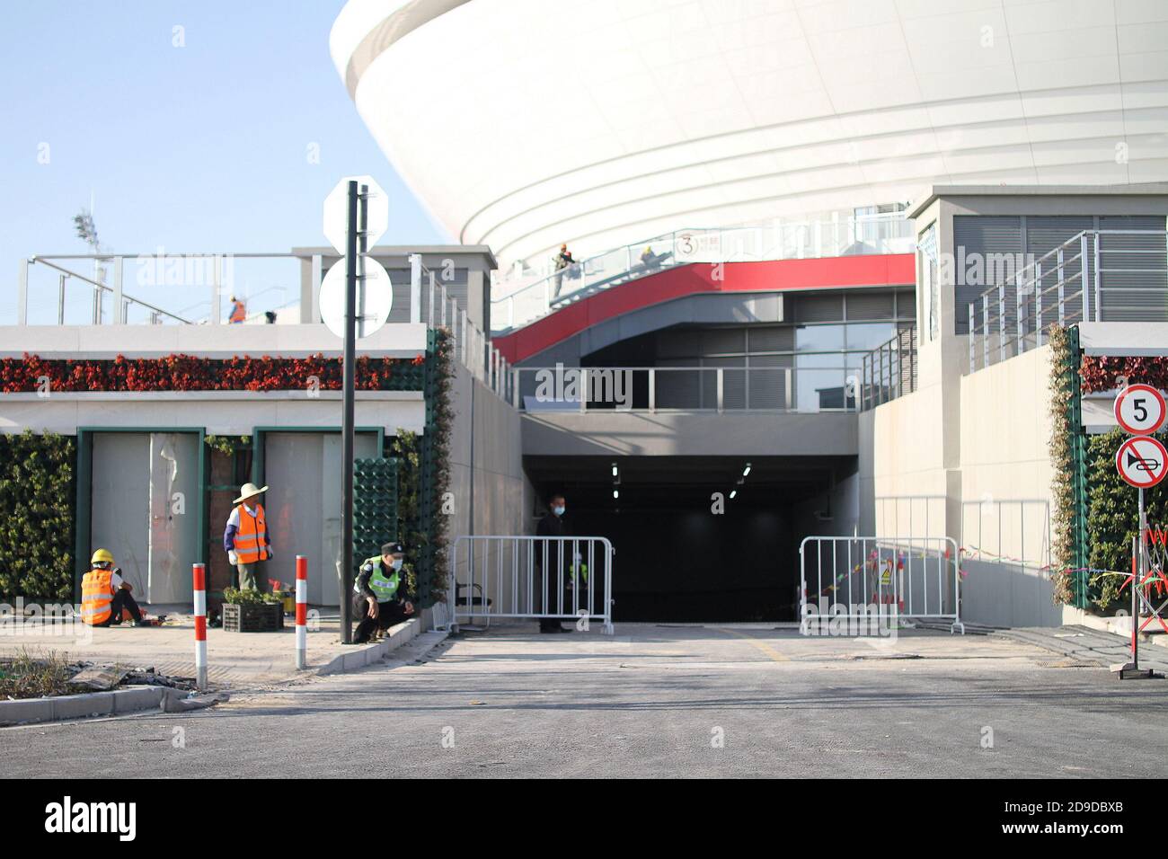 The exterior view of the newly constructed Pudong Football Stadium ...