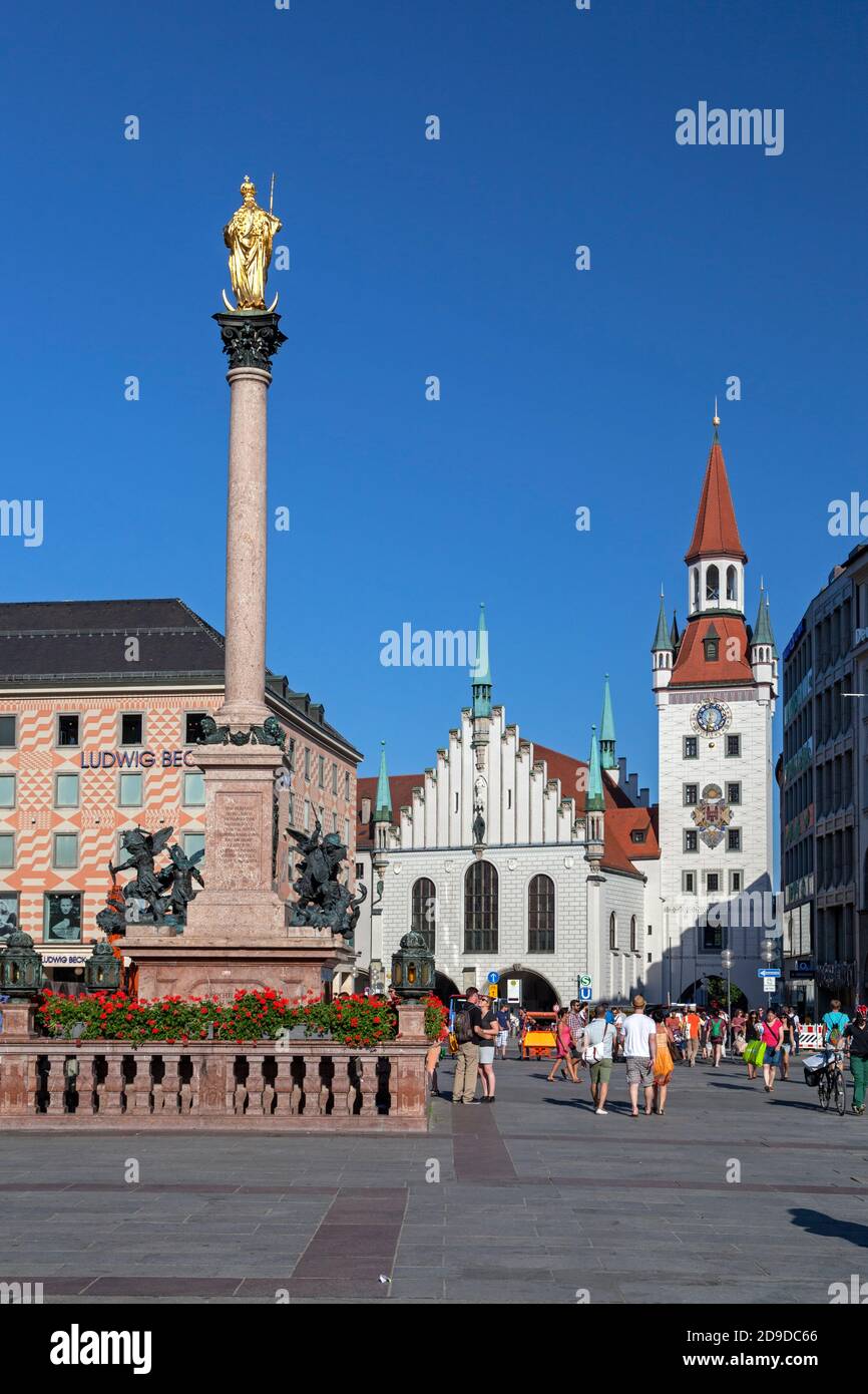 geography / travel, Germany, Bavaria, Munich, old city hall with Marian ...