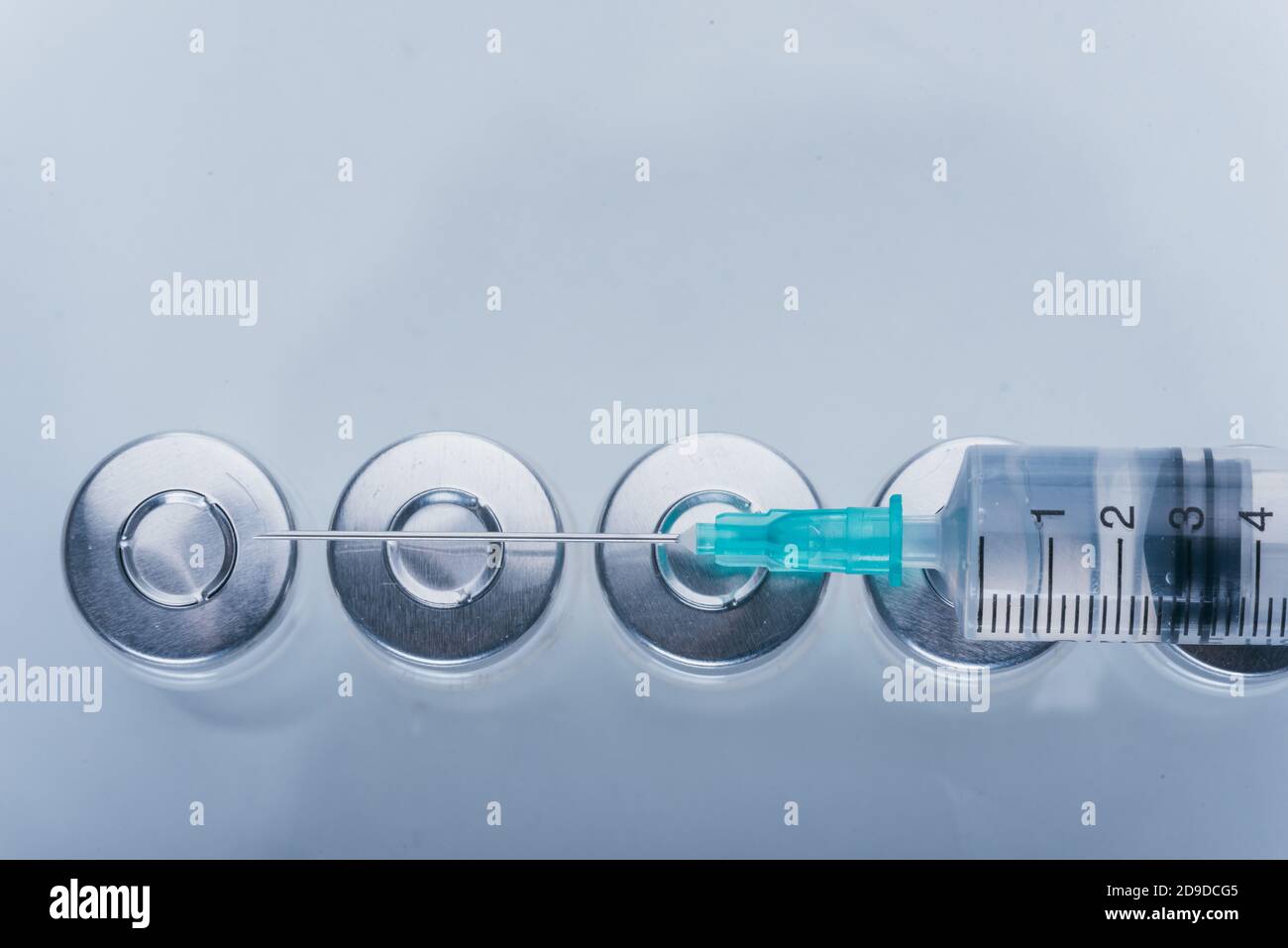 Medicine, Injection, vaccine and disposable syringe, drug concept ...