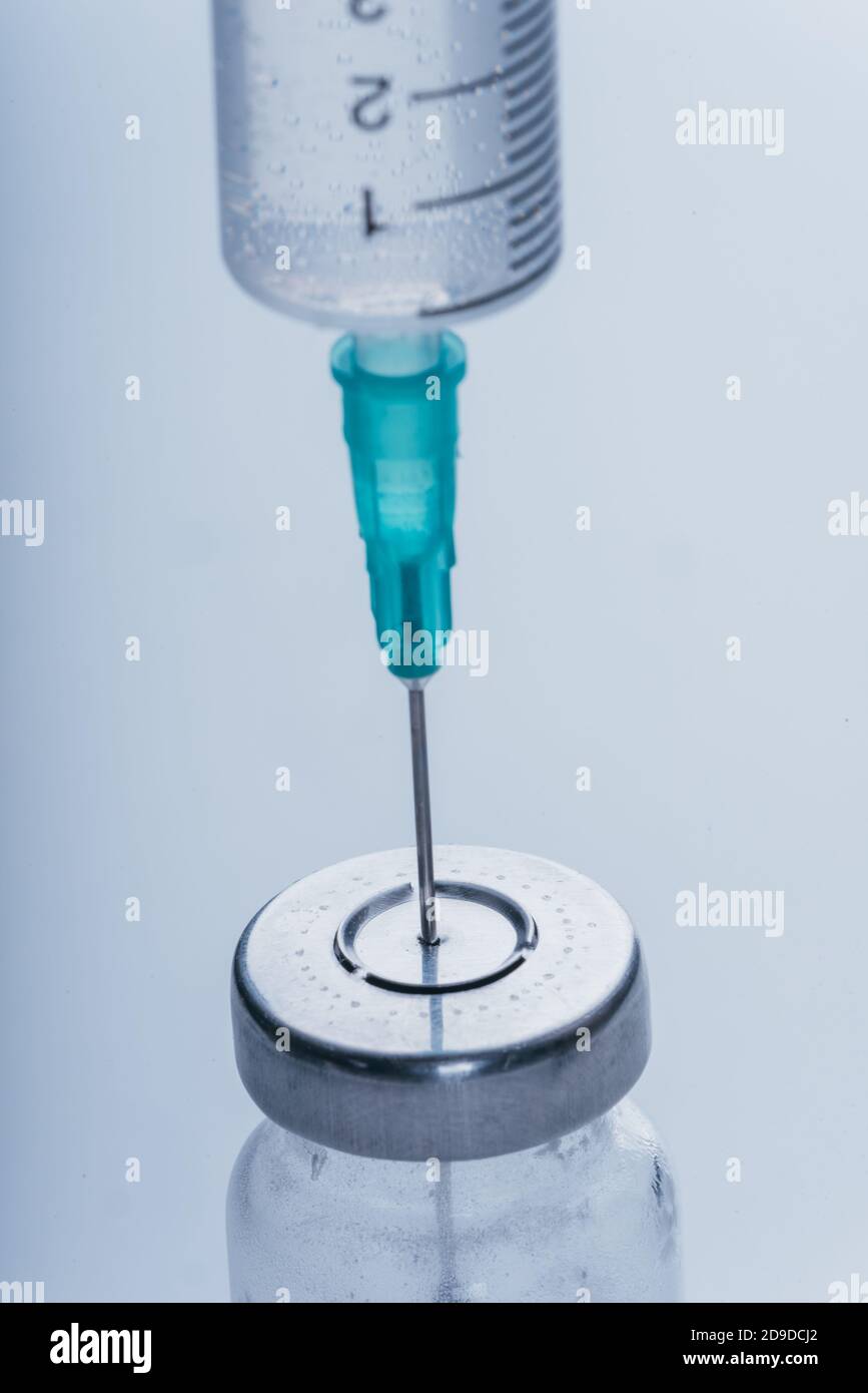 Medicine, Injection, vaccine and disposable syringe, drug concept ...
