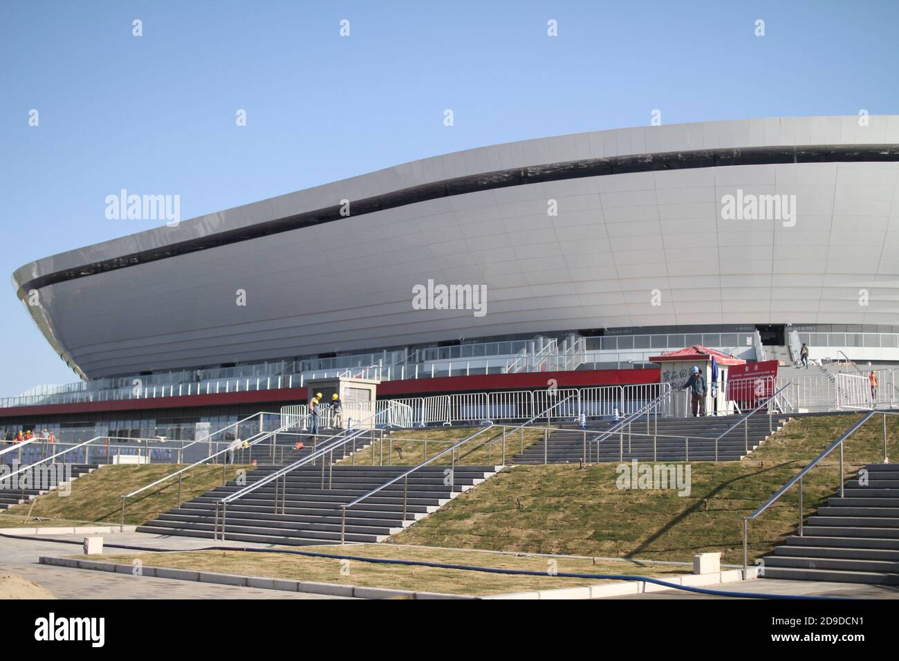 The exterior view of the newly constructed Pudong Football Stadium ...