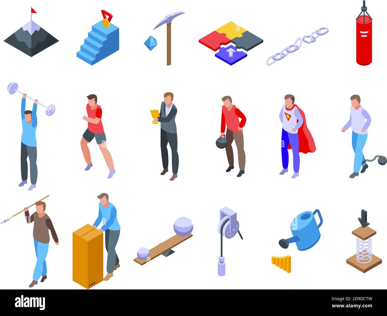 Effort icons set. Isometric set of effort vector icons for web design ...